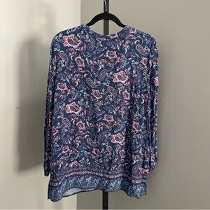 J. Jill | Tops | J Jill Blue Ridge Border Print Notch Neck Tunic Size ...